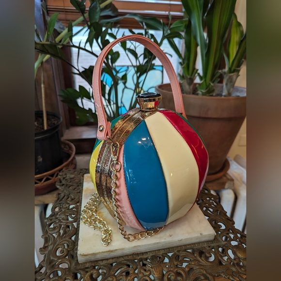 Bags | Rainbow Balloon Ball Purse With Gold Detail And Crossbody Chain ...